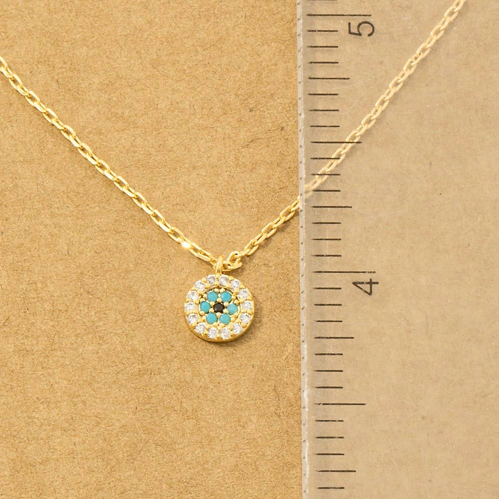 Gold Dipped Cz Trim Evil Eye Coin Necklace-Rose Gold – Drongkowskis'